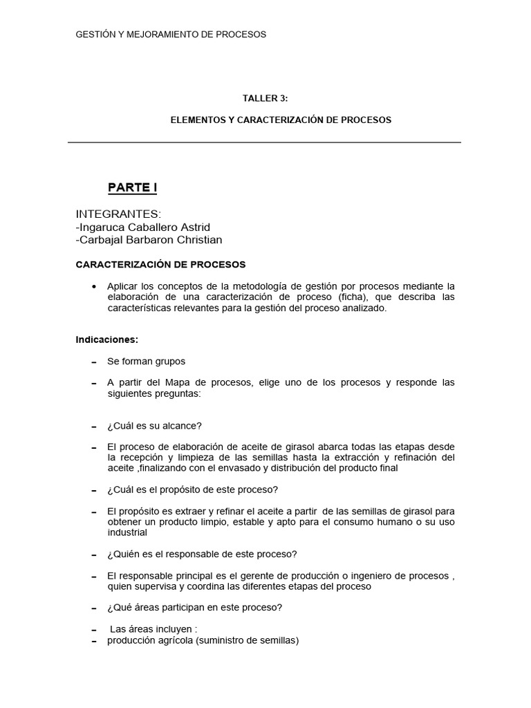 Caracterizacion de Procesos | PDF