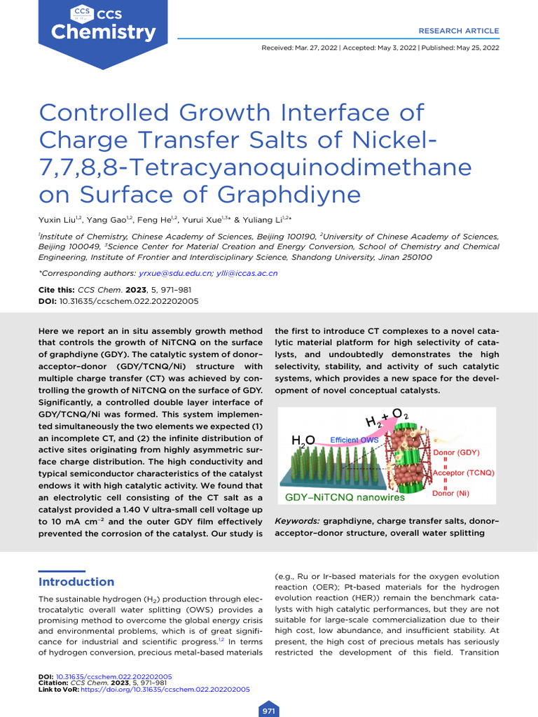 Liu Et Al 2022 Controlled Growth Interface of Charge Transfer Salts of ...