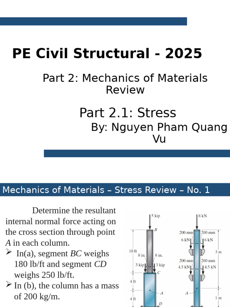 PE Civil Structural - Part 2 - Mechanics of Materials - Vu Nguyen | PDF