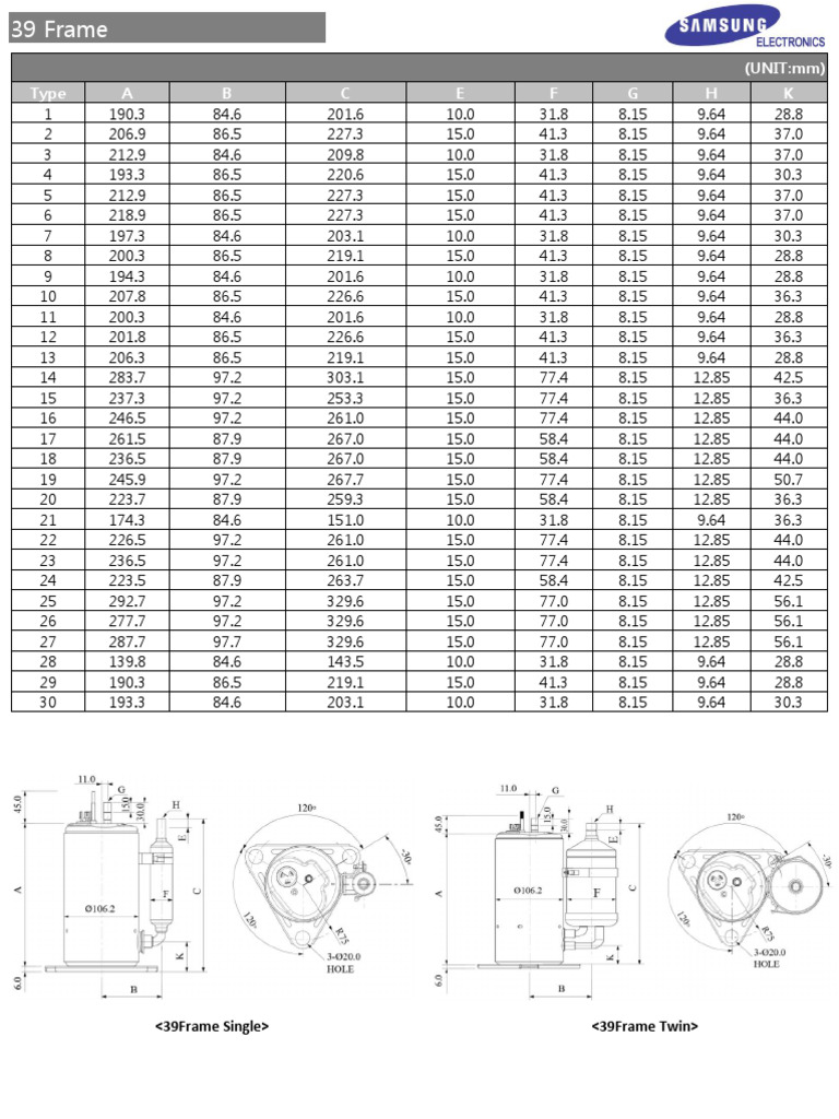 Rotary Compressor Dimension Spec Detailed v1 | PDF