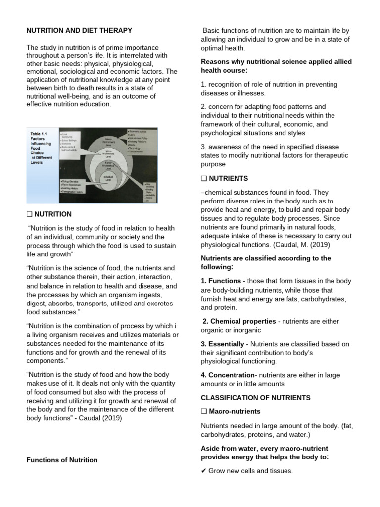 Nutrition and Diet Therapy | PDF | Gastrointestinal Tract | Wellness