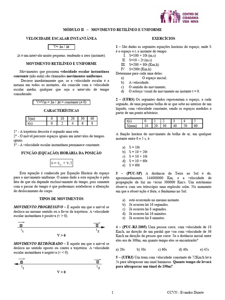 MÓDULO II_MRU | PDF