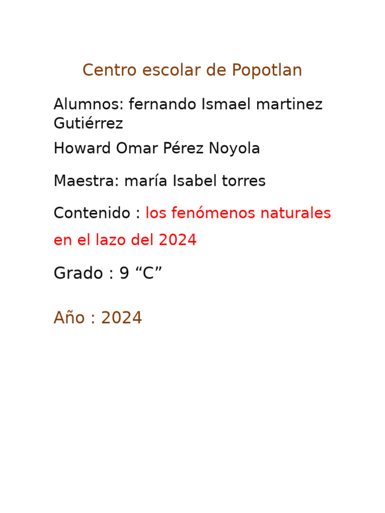 Centro Escolar de Popotlan OFICIAL TRABAJO MIERCOLES | PDF
