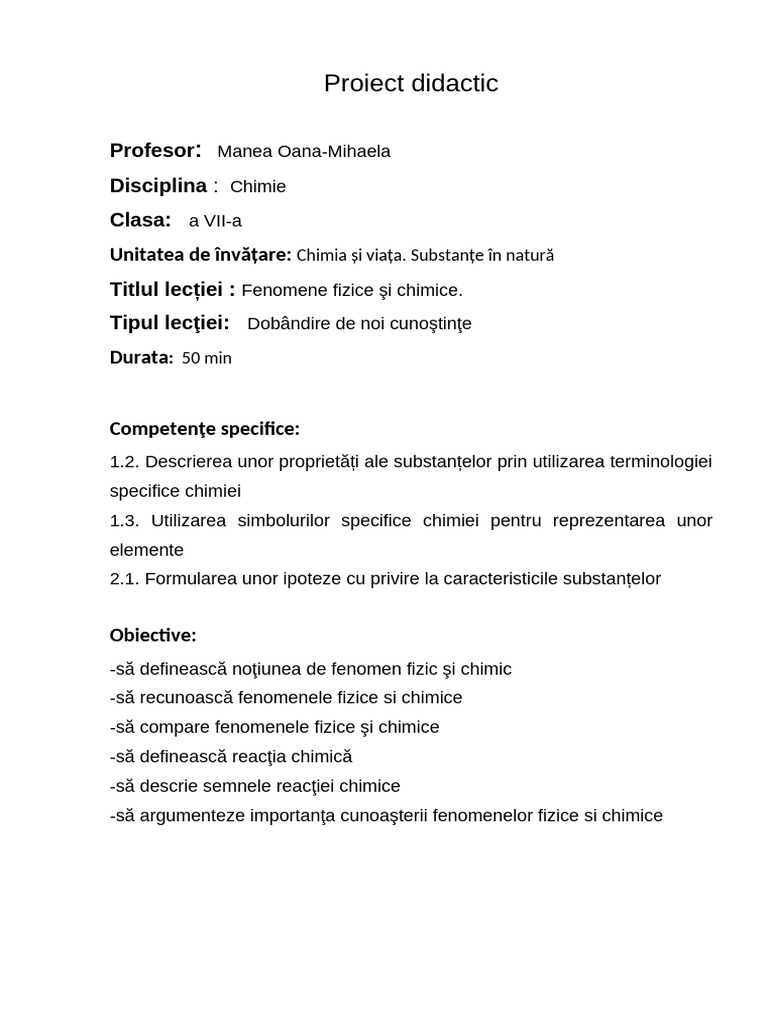 Fenomene Fizice Si Chimice | PDF