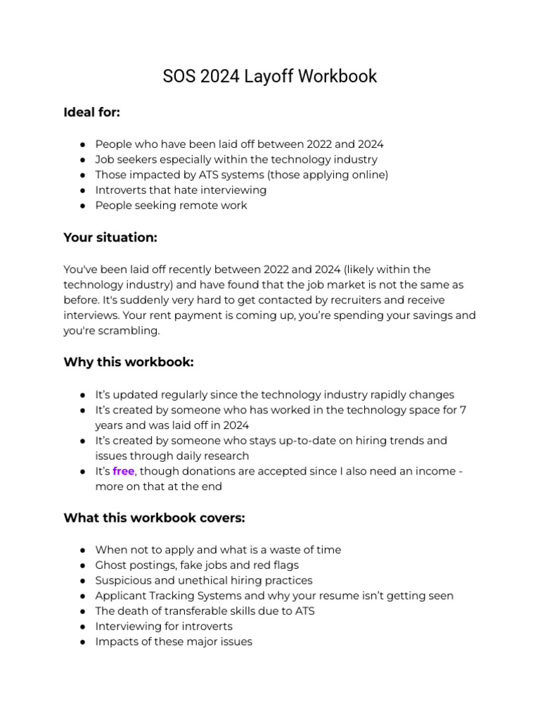 SOS 2024 Layoff Workbook | PDF