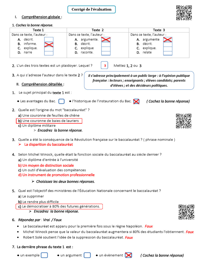 3AS Corrigé de L'évaluation Diagnostique | PDF