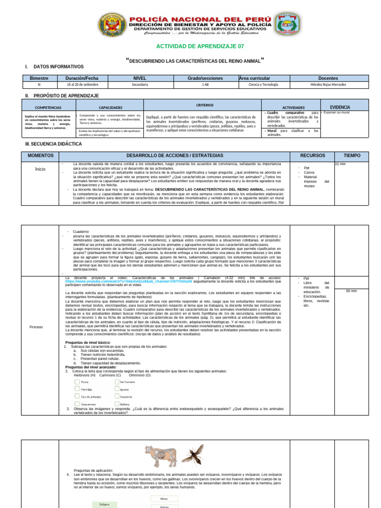 Caracteristicas de Los Animales | PDF | Huevo | Reproducción
