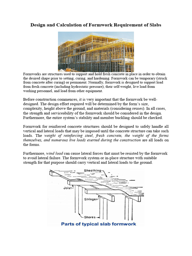 Design and Calculation of Formwork Requirement of Slabs | PDF