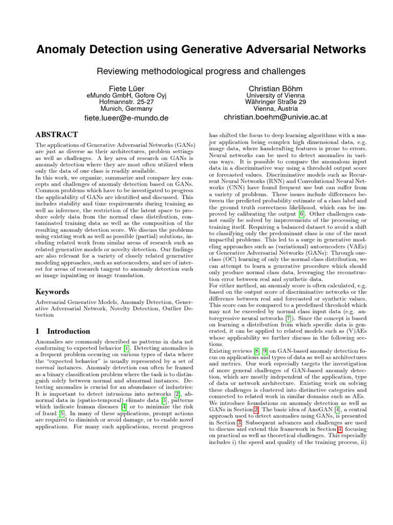 p29-GAN Based Anomaly Detection Review Including Reviewer Suggestions ...