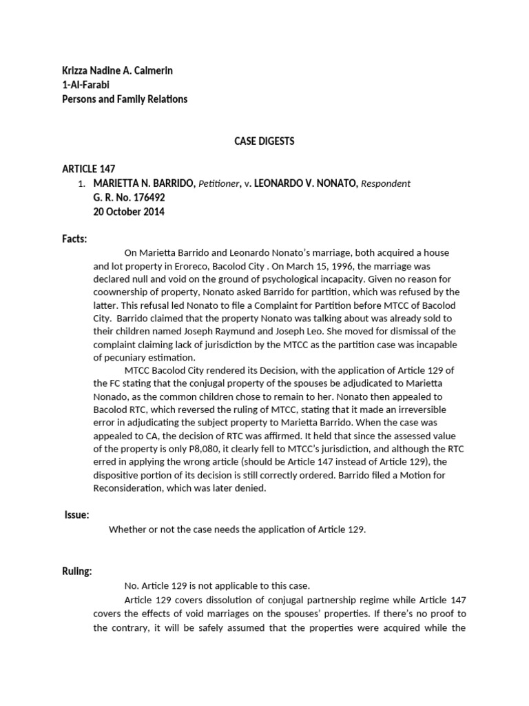 Case Digests (Art 147-160) With Synthesis | PDF