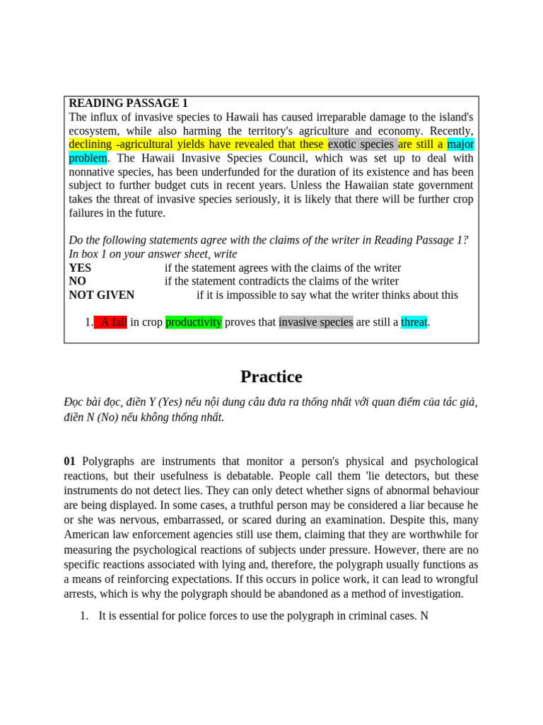 Yes - No - Not Given | PDF