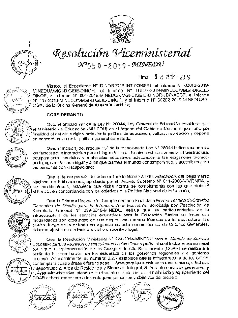 RV - N050-2019-MINEDU - Coar | PDF