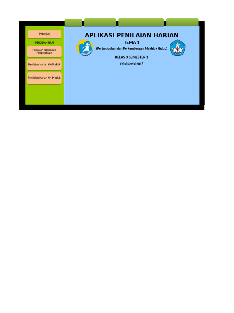 Aplikasi Penilaian Harian KI3 & KI4 Kelas 3 Sem 1 Tema 1 (Tematik 3) | PDF