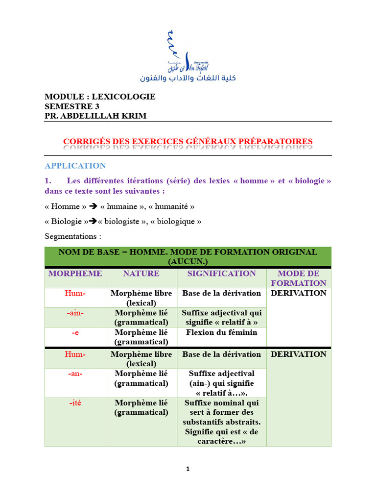 Corrigés Exercices Préparatoires | PDF