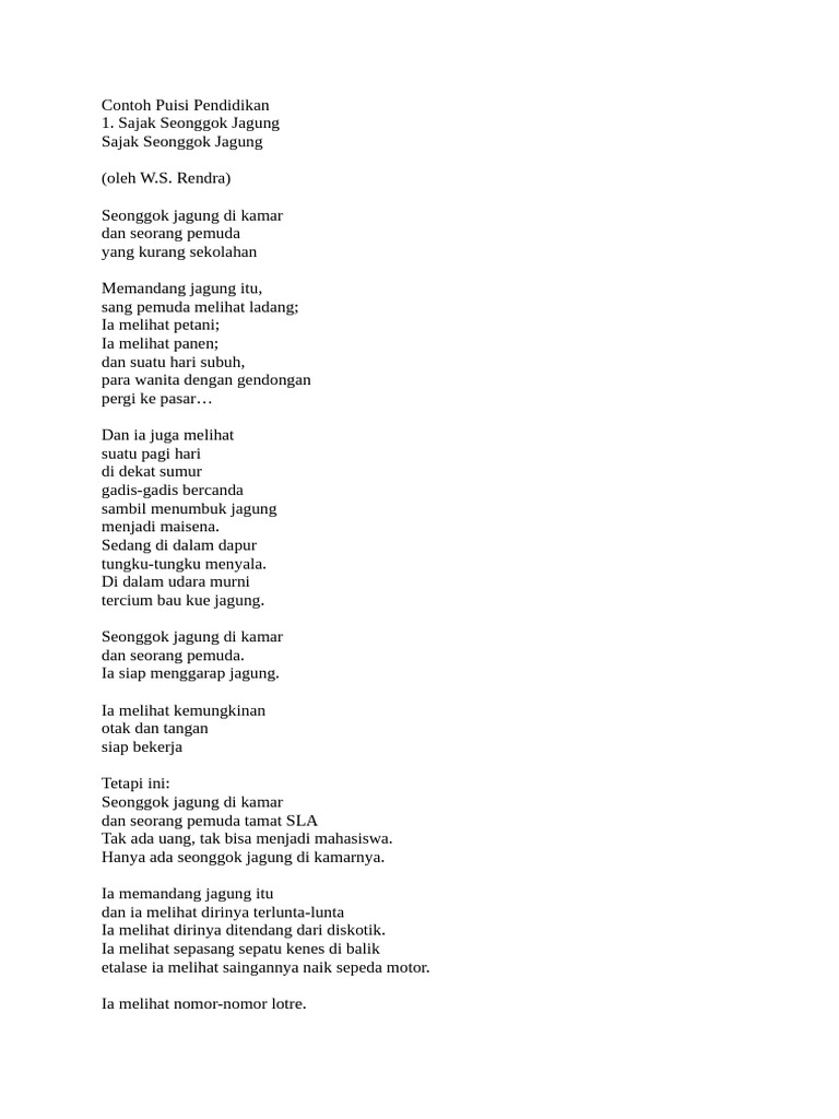 Contoh Puisi Pendidikan | PDF