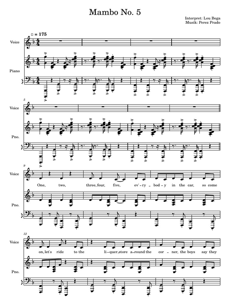 Mambo No Lou Bega Perez Prado | PDF