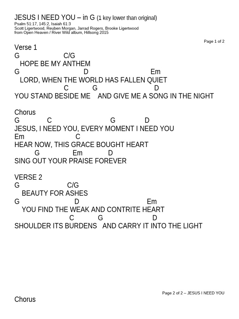 JESUS-I-NEED-YOU-G | PDF