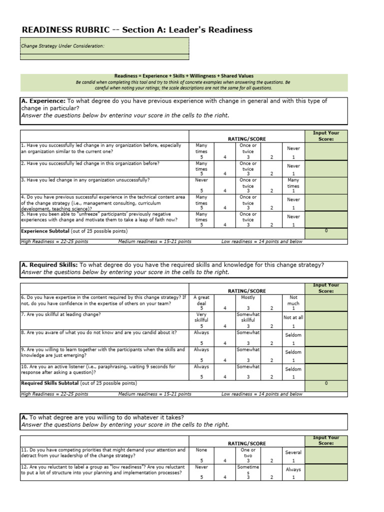 Readiness Rubric A Spiro | PDF | Behavioural Sciences | Human Communication