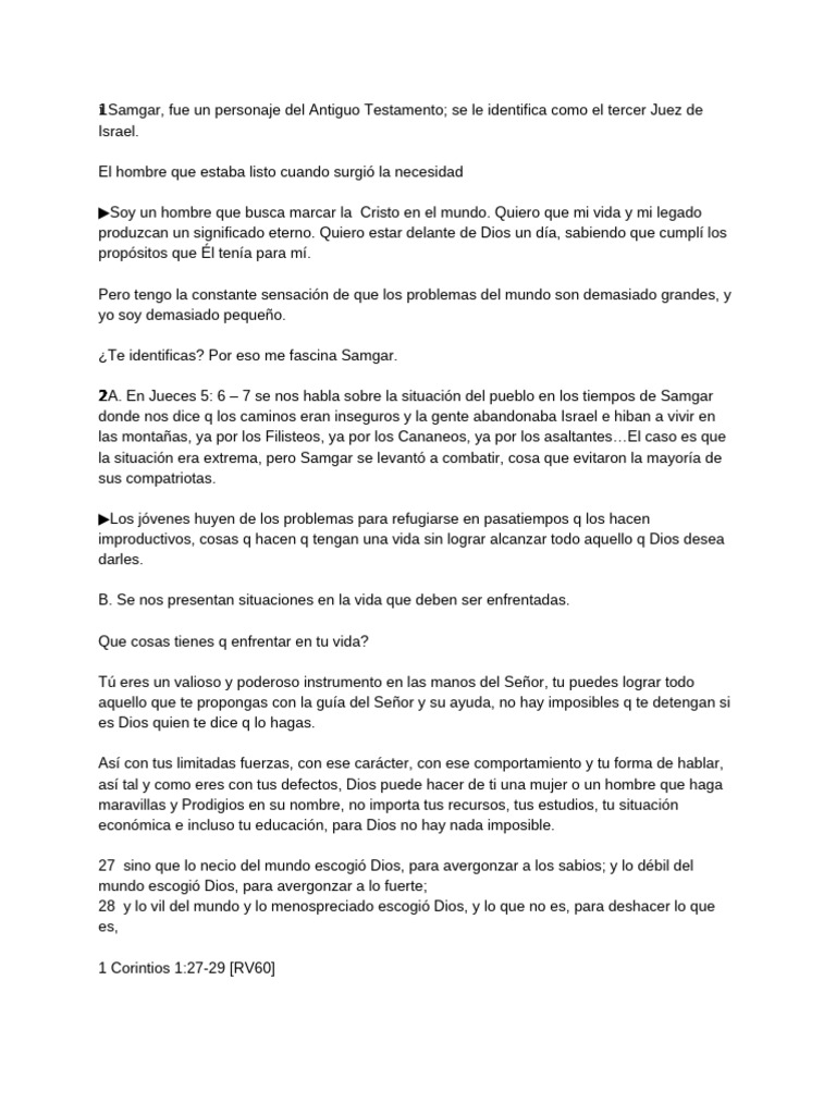 1 Samgar, Fue Un Personaje Del Antiguo Testamento Se Le Identifica Como ...