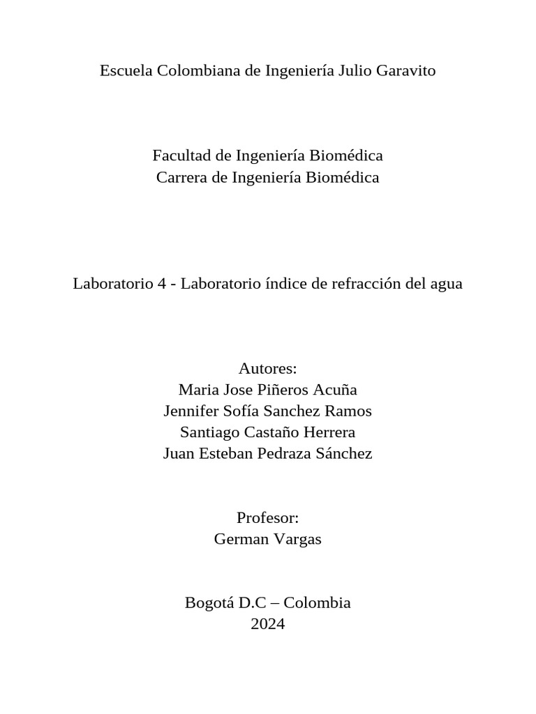 LAB 4 FCOP - Índice de Refracción Del Agua | PDF