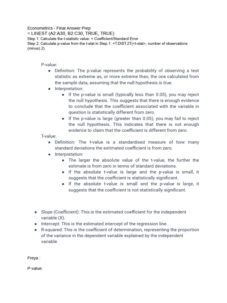 Econometrics Prep | PDF