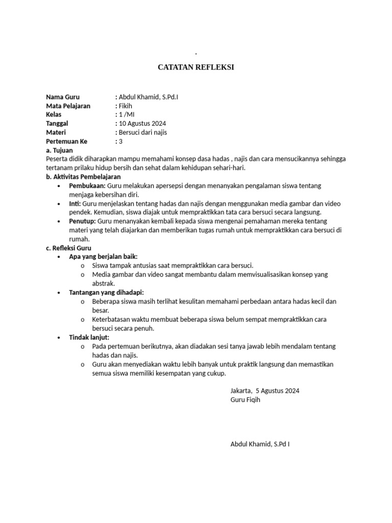 5 .1 Catatan Refleksi | PDF