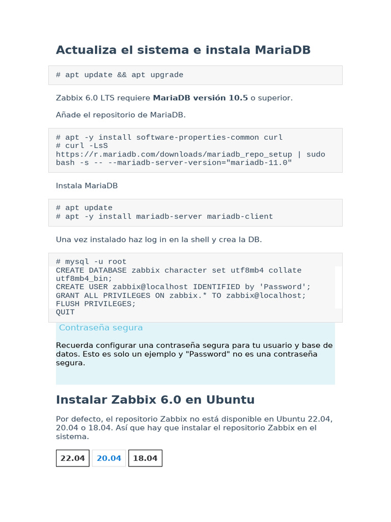 Actualiza El Sistema e Instala MariaDB | PDF
