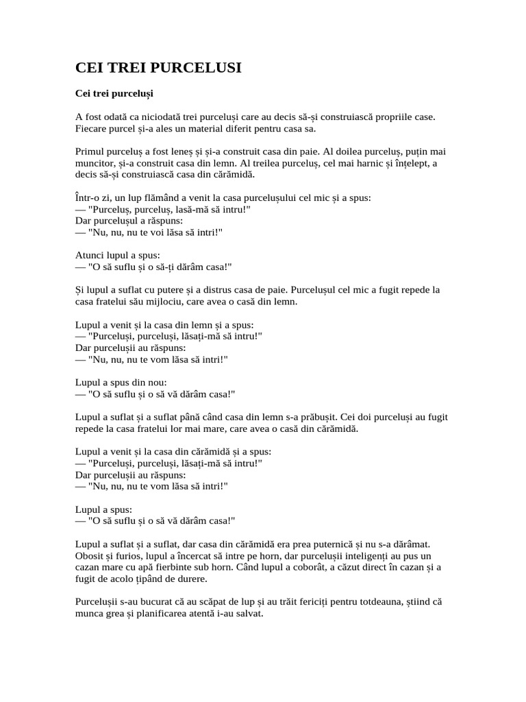 Cei Trei Purcelusi | PDF | Home & Garden | Classics