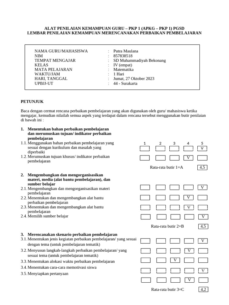 ALAT - PENILAIAN - KEMAMPUAN - GURU - PKP - 1 - APKG Upload | PDF