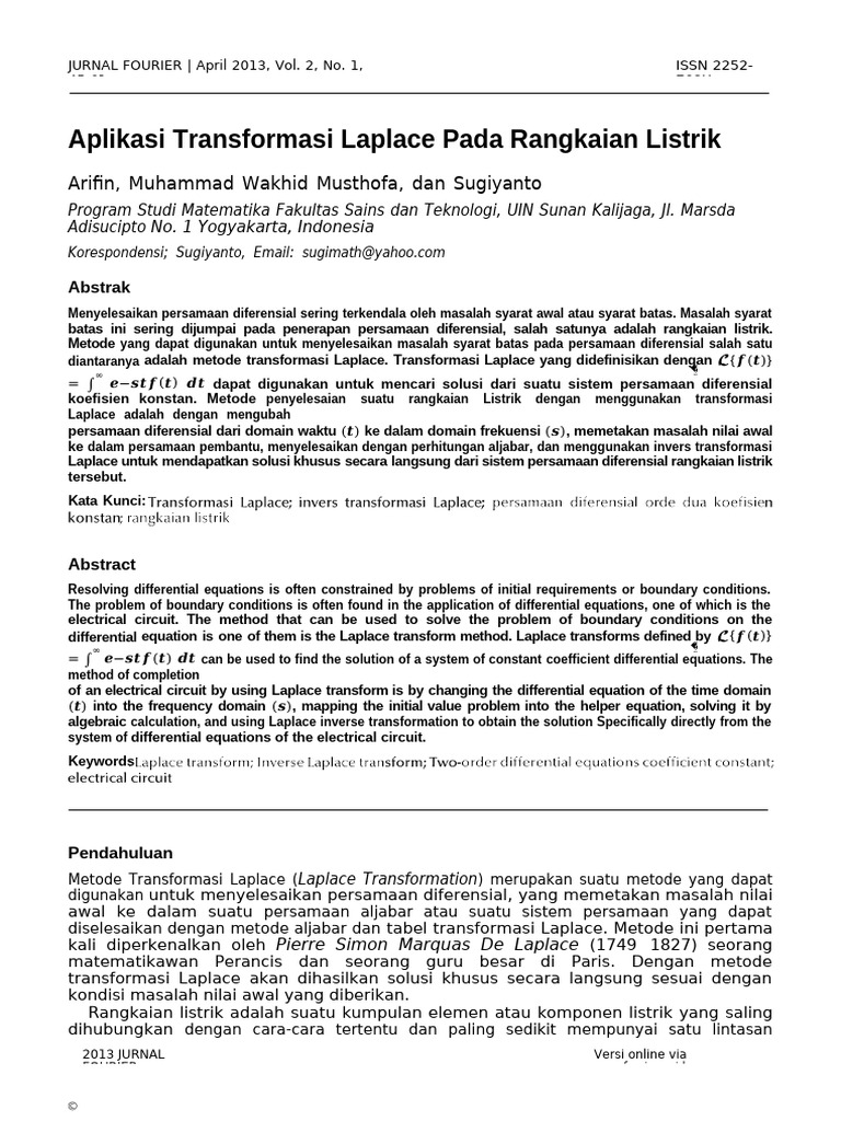 Aplikasi_Transformasi_Laplace_Pada_Rangkaian_Listr AMIN | PDF