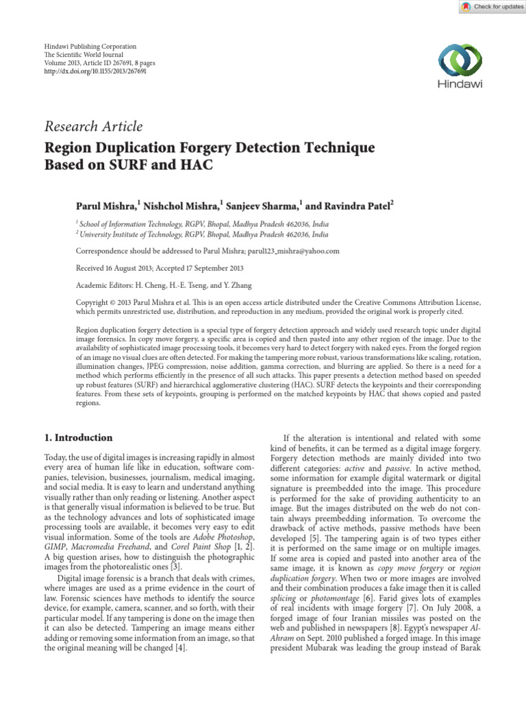 The Scientific World Journal 2013 Mishra Region Duplication