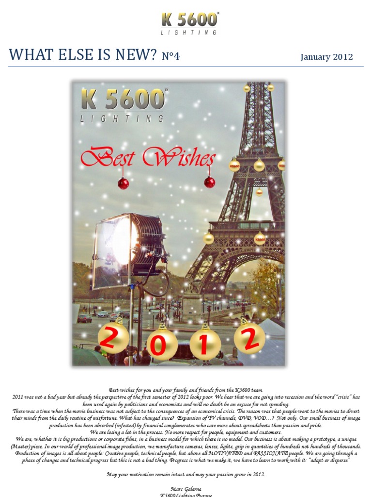 K5600 Lighting Newsletter January 2012 | PDF | 3 D Film | Camera