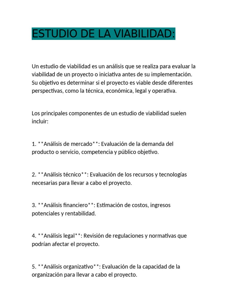 Estudio de La Viabilidad | PDF