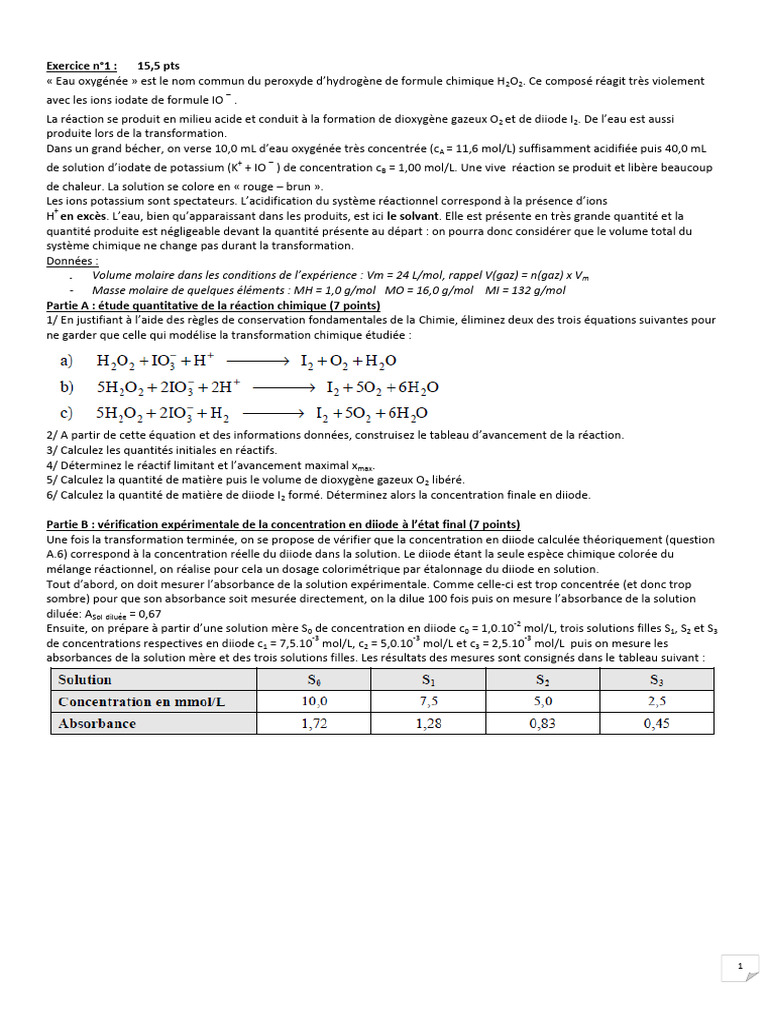 ch5 ds15 5 Tab Avanct H2o2 Absorbance C | PDF