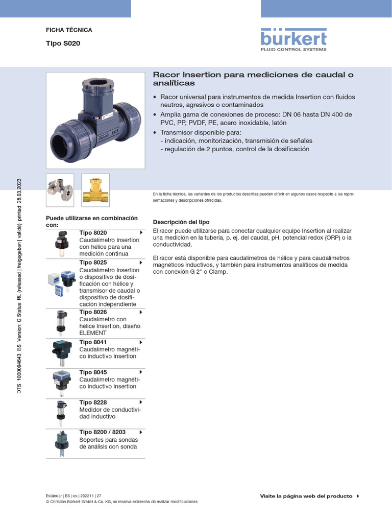 Burkert DS S020 - Standard (Caudalimetro) | PDF