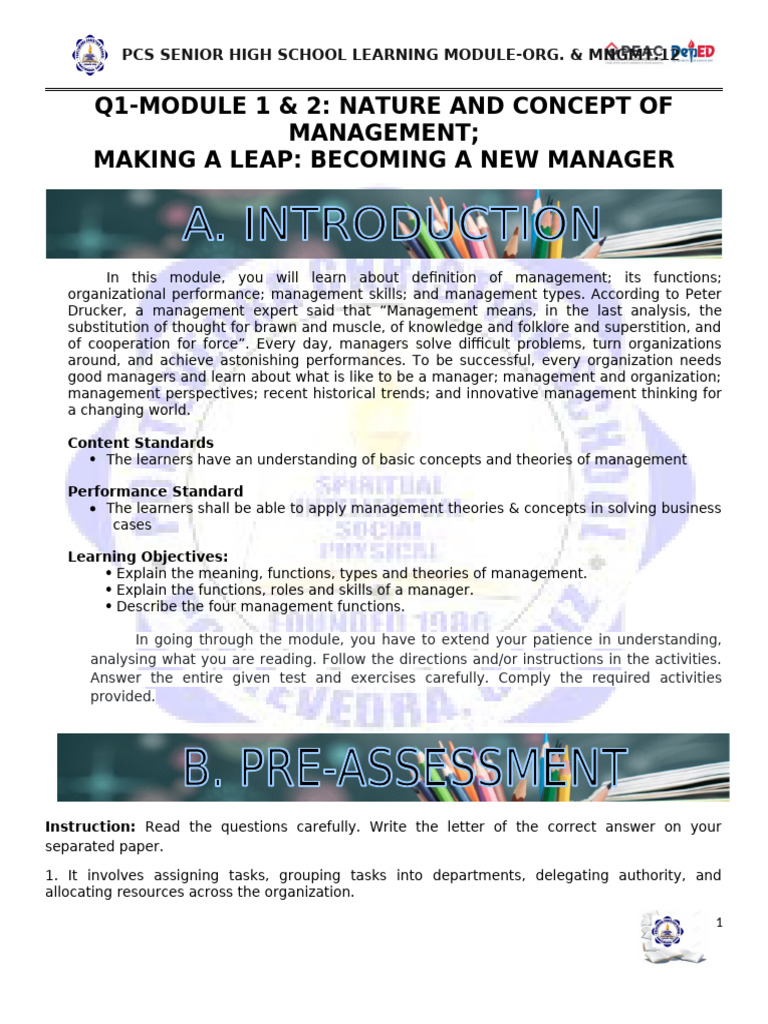 Q1-Module 1&2 - Org.&mngmt. | PDF