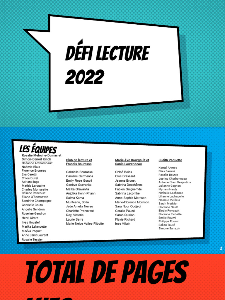 Défi Lecture 2022 - Prix Et Résultats | PDF