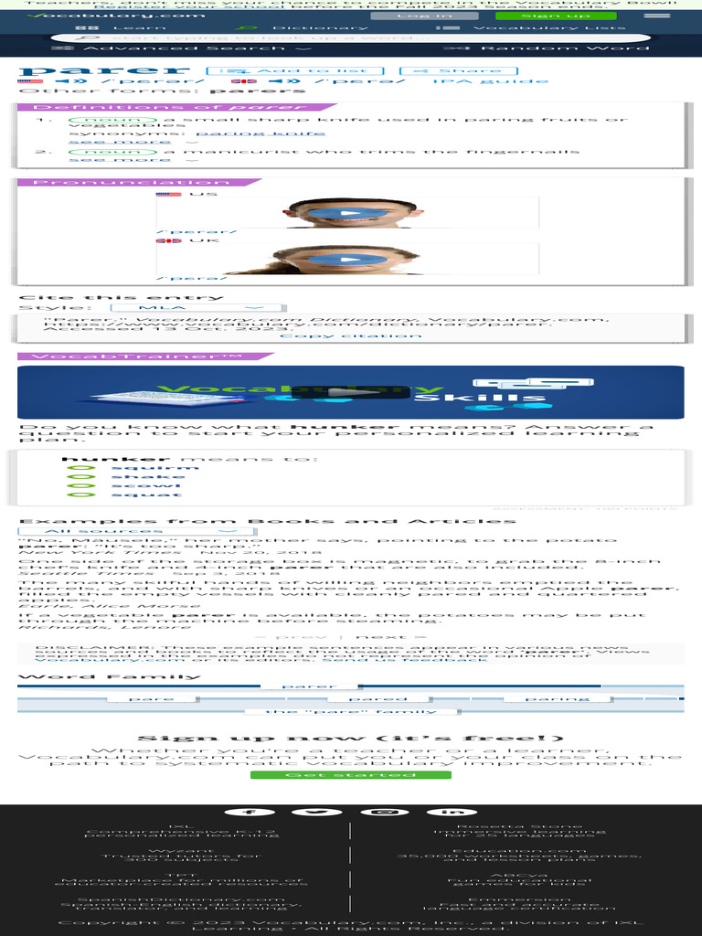 Parer - Definition, Meaning & Synonyms | PDF