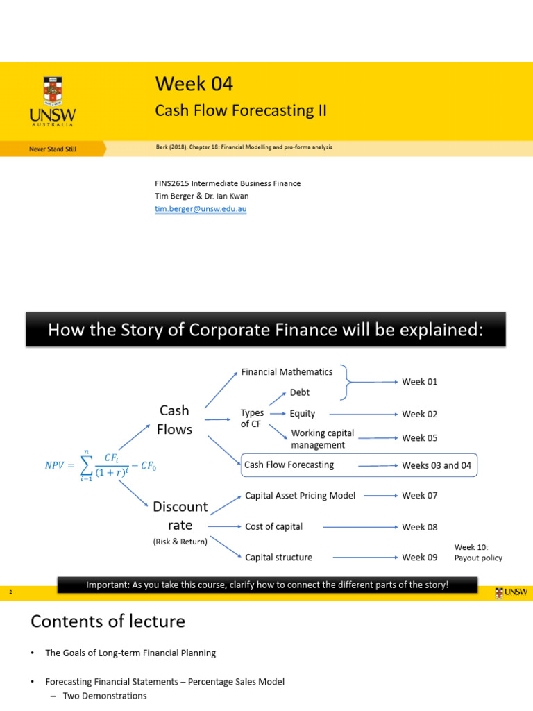 Week 04 Cash Flow Forecasting II - T1 2024 | PDF