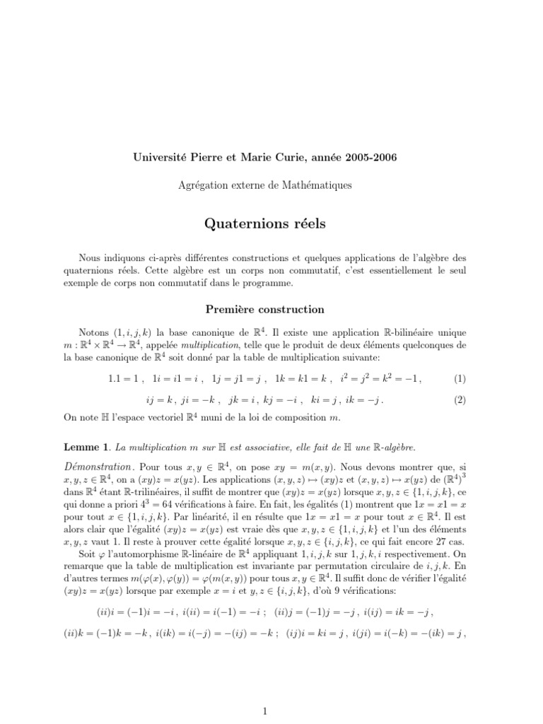Quaternions Halberstadt | PDF