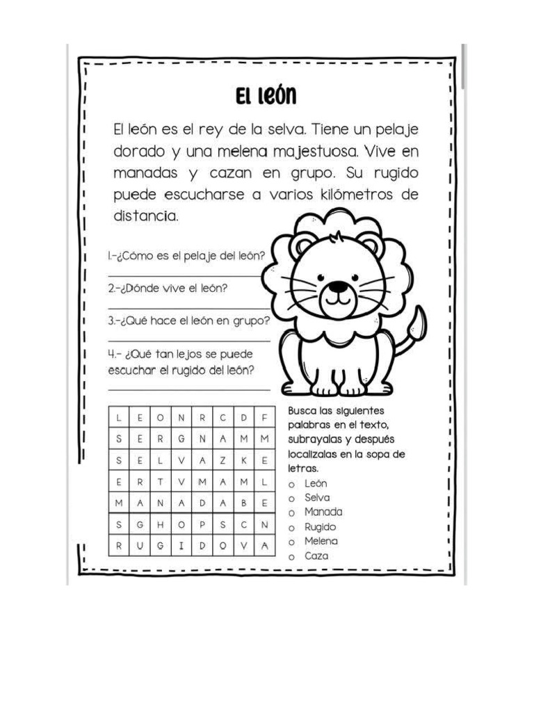 El Leon, Lectura y Escritura | PDF