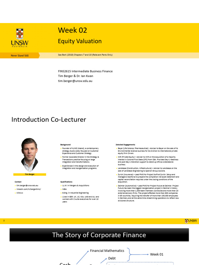 Week 02 Equity Valuation - T1 2024 | PDF