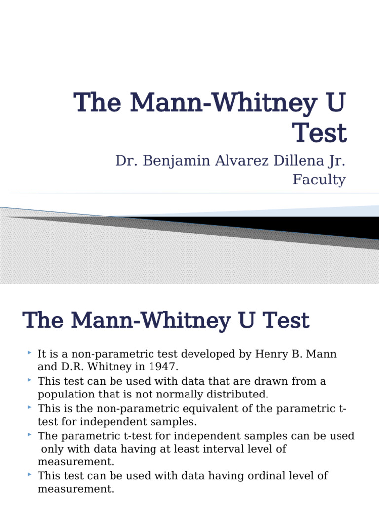 Stat 13 - The Mann-Whitney U Test | PDF