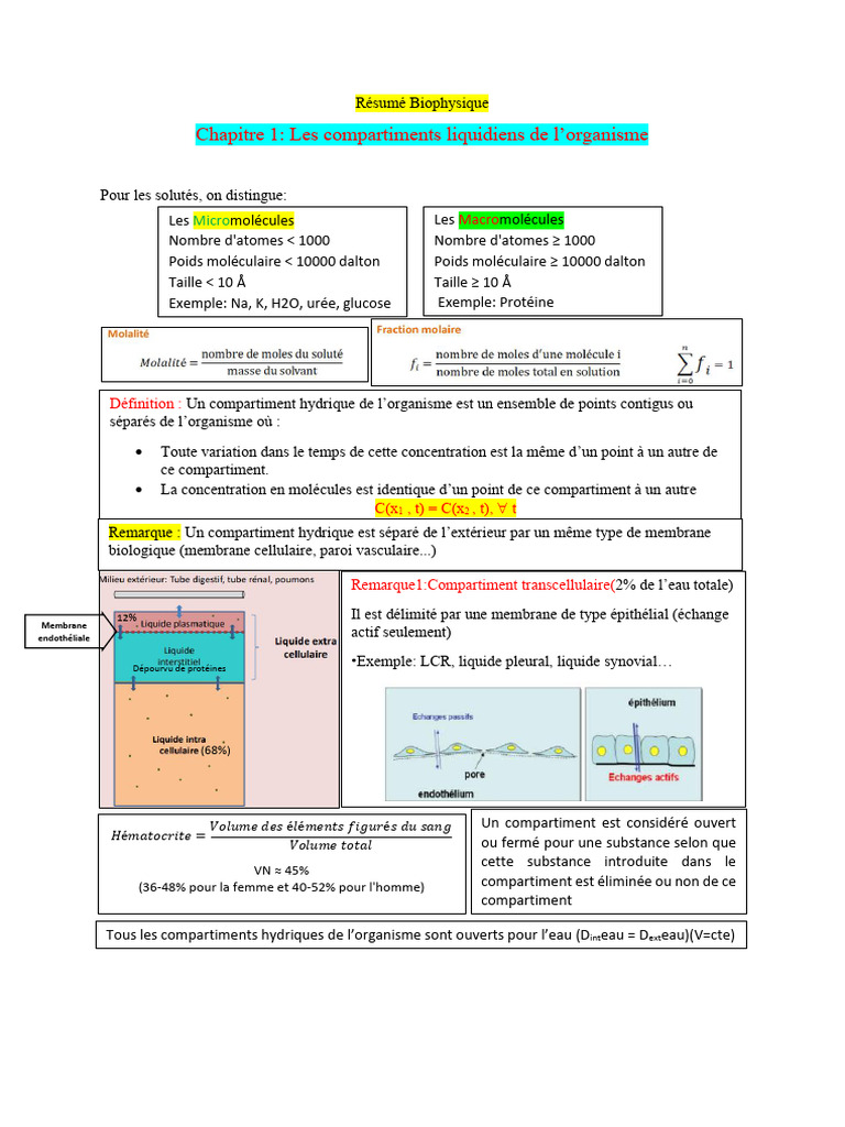 Résumé Biophysique | PDF