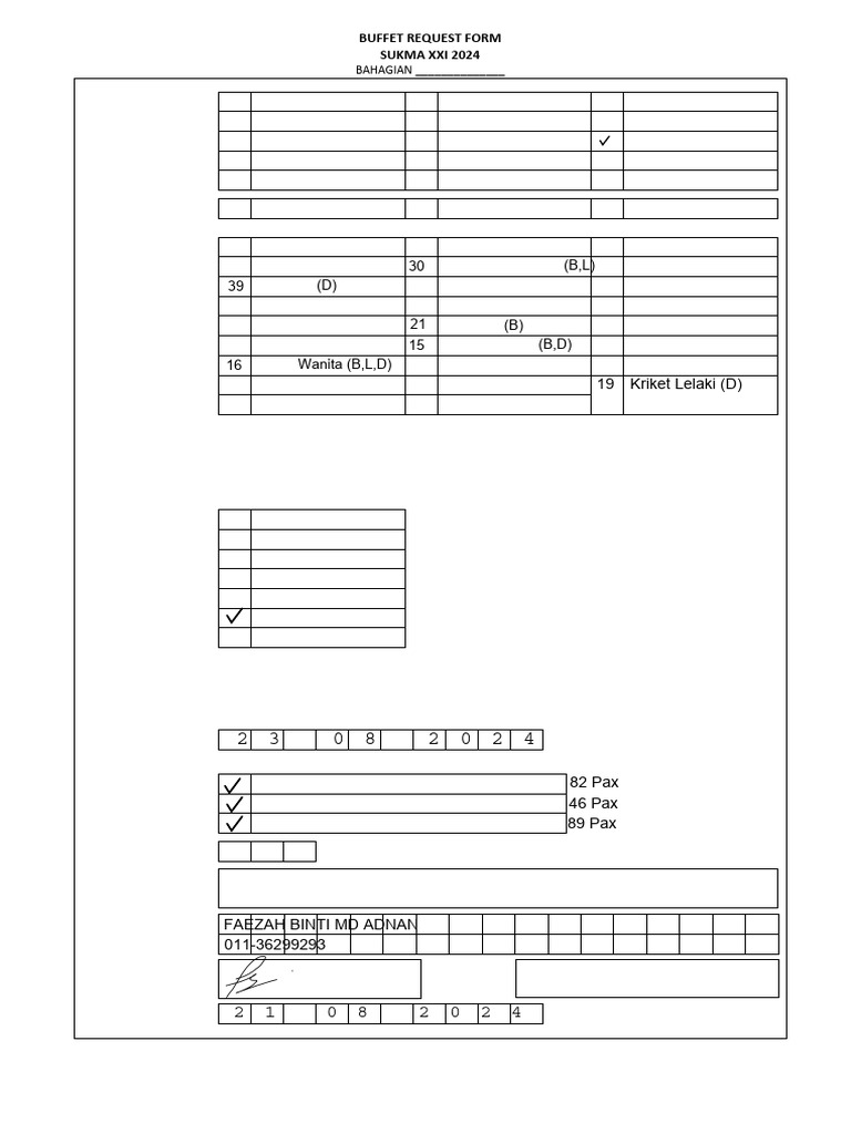 BUFFET REQUEST KOLEJ BUNGA RAYA_23.08.2024 | PDF