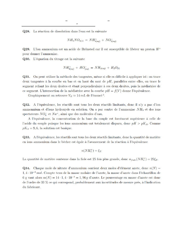 LM6E - MPe - 2024-2025 - DS01 - Méca Sup - Elec Analogique - Chimie Solutions - Corr | PDF