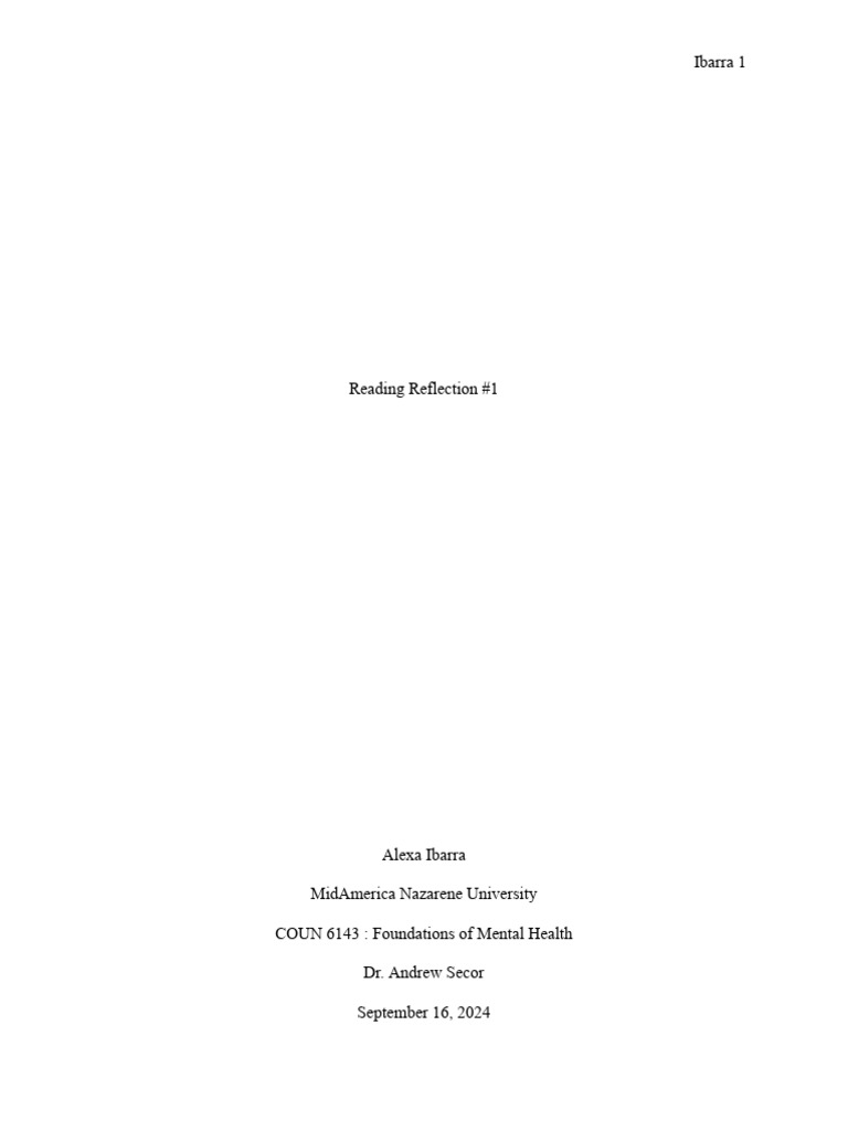 Reading Reflection #1 | PDF
