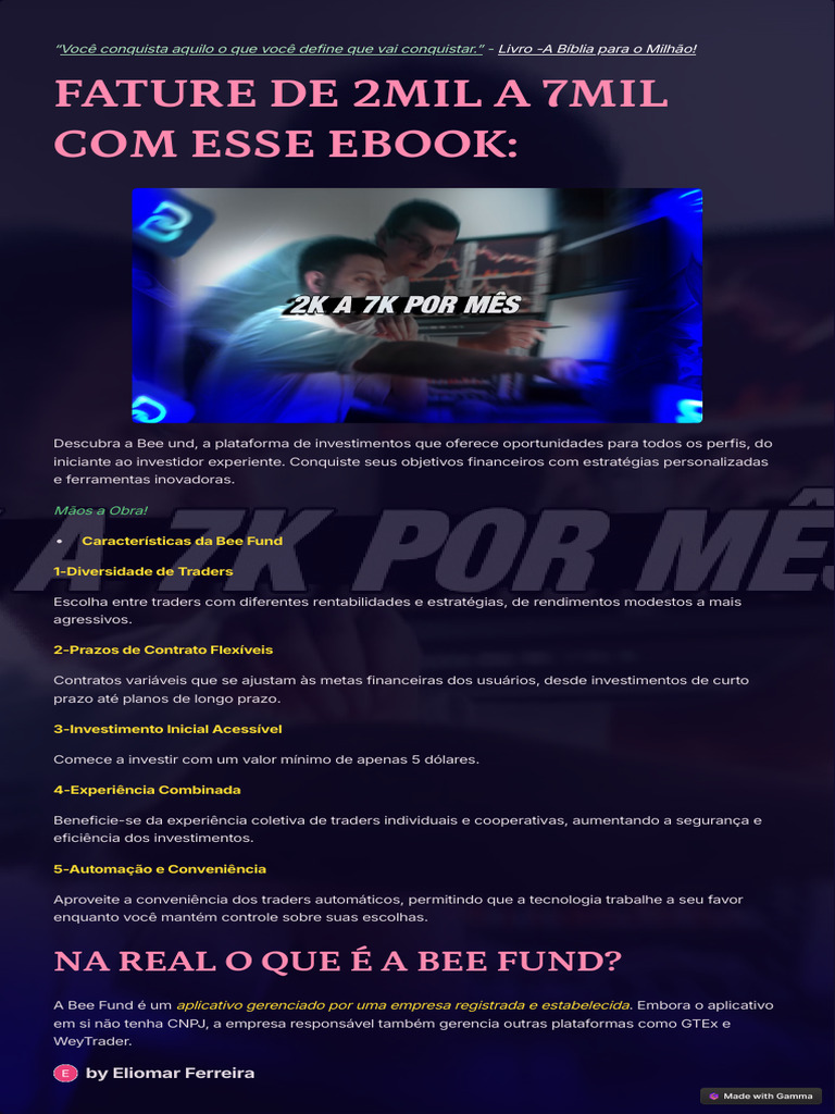 Faturando 7mil Na Bee Fund | PDF