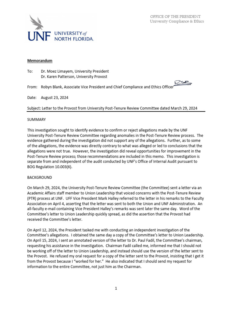 Investigation Memo FINAL 8.23.2024 | PDF | Conflict Of Interest ...