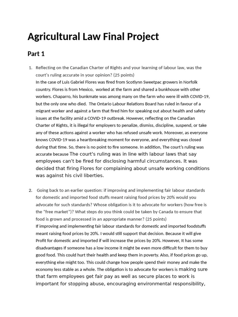 Agricultural Law Final Project | PDF